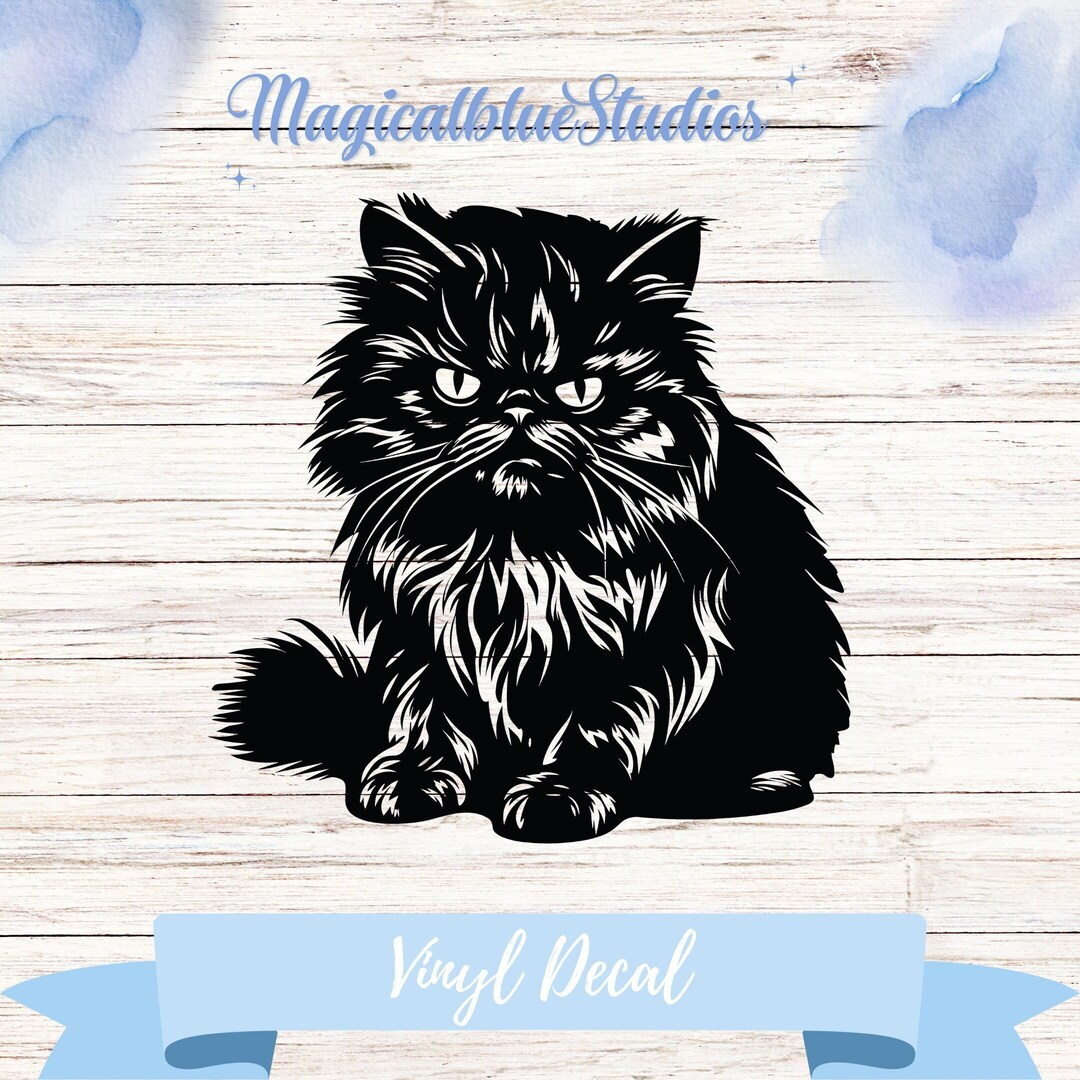 Persian Cat Vinyl Decal Sticker for Laptops, Water Bottles, Cars & More ...