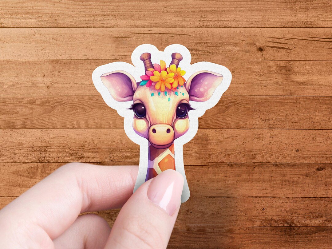 Cute Giraffe Sticker, Adorable Animal Art Decal, Laptop Decor, Water ...