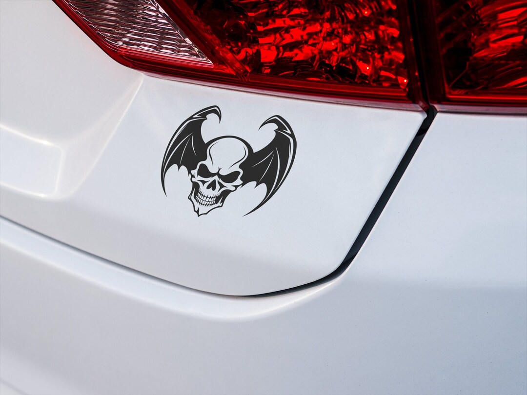 Skull With Bat Wings Vinyl Decal - Halloween Decor, Laptop Sticker, Car ...