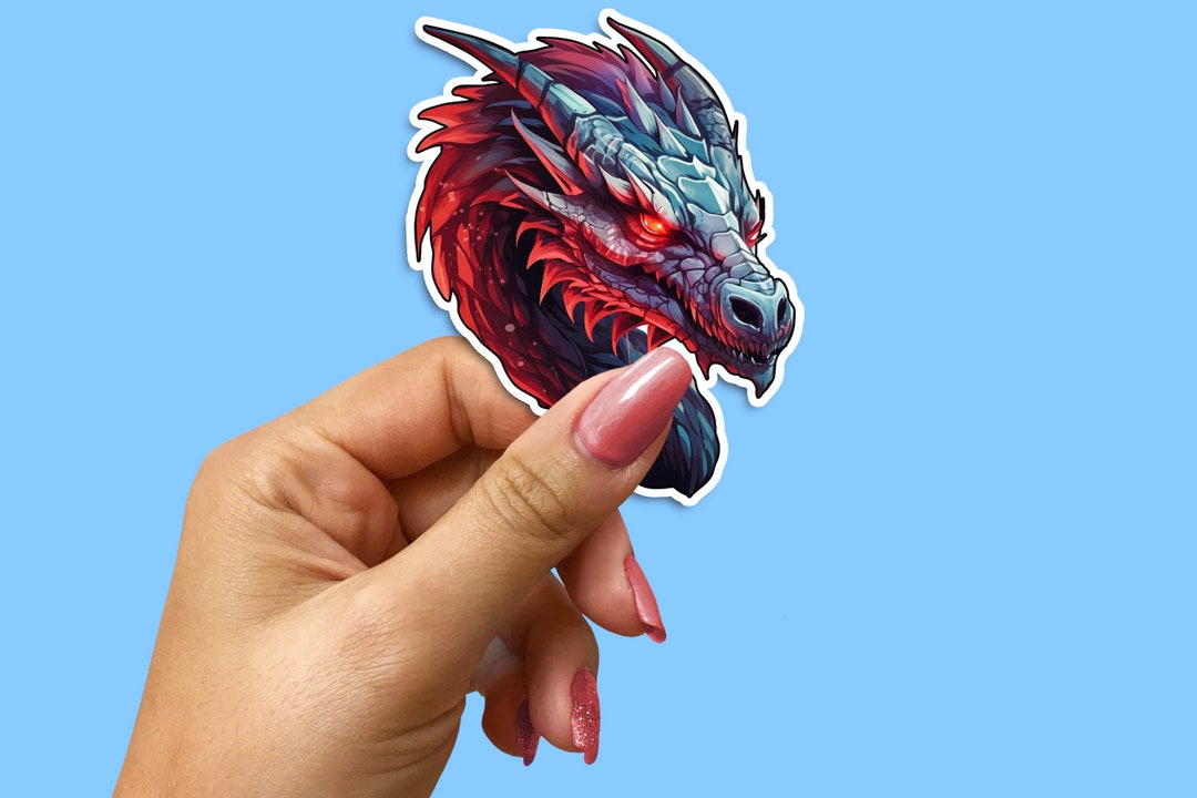 Dragon Guardian Sticker, Fantasy Dragon Decal, Mythical Creature Emblem ...