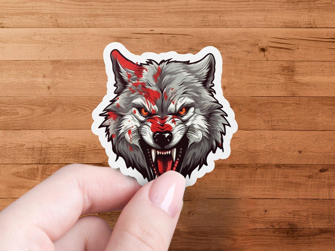 Fierce Wolf Sticker, Wolf Decal for Laptops, Car Window Animal Sticker ...