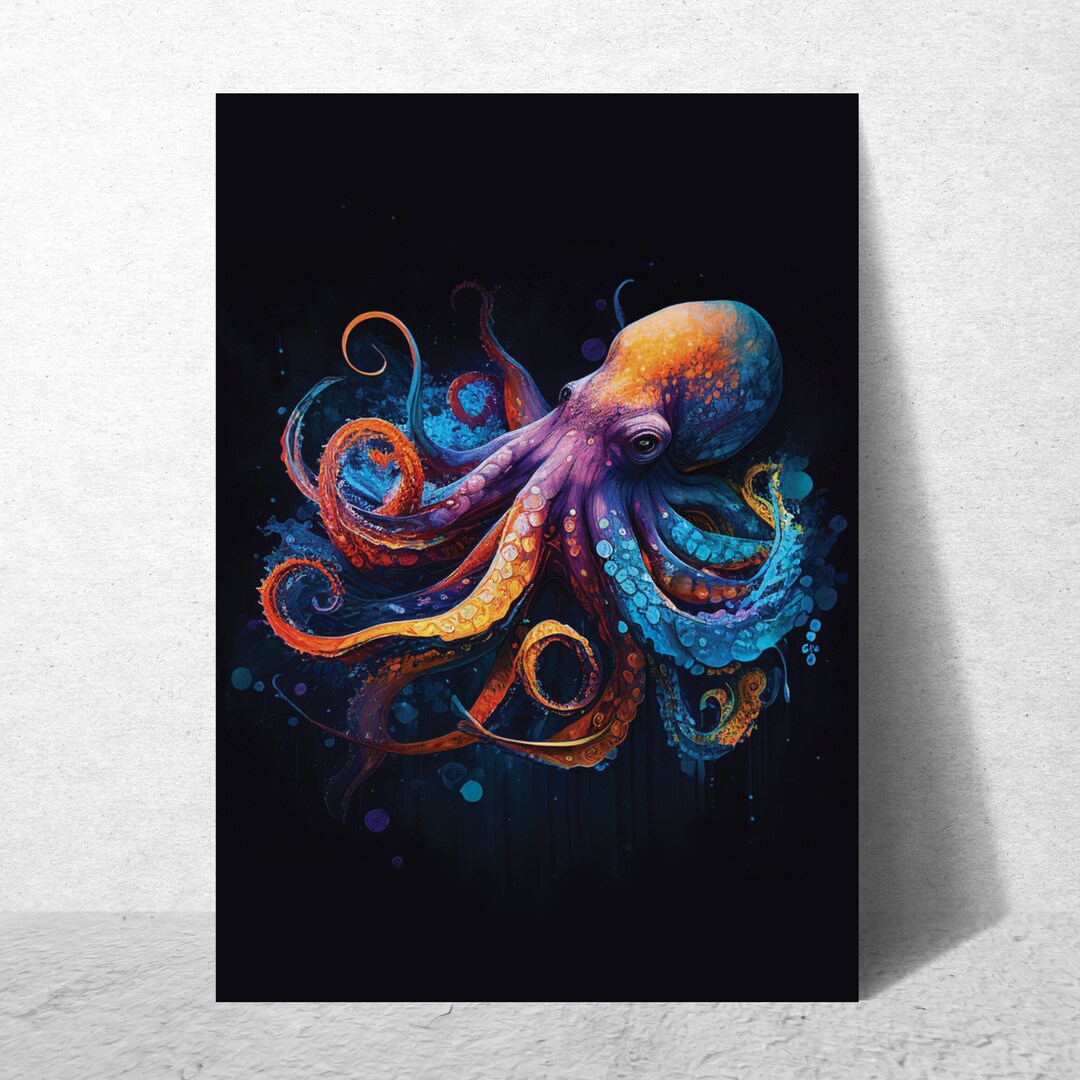 Colorful Octopus Poster, Contrast, Octopus Illustration - Etsy