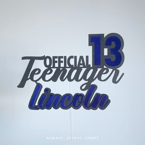 Official Teenager/ Cake Topper/ 13th Birthday Topper/ Teenager/ 13 ...