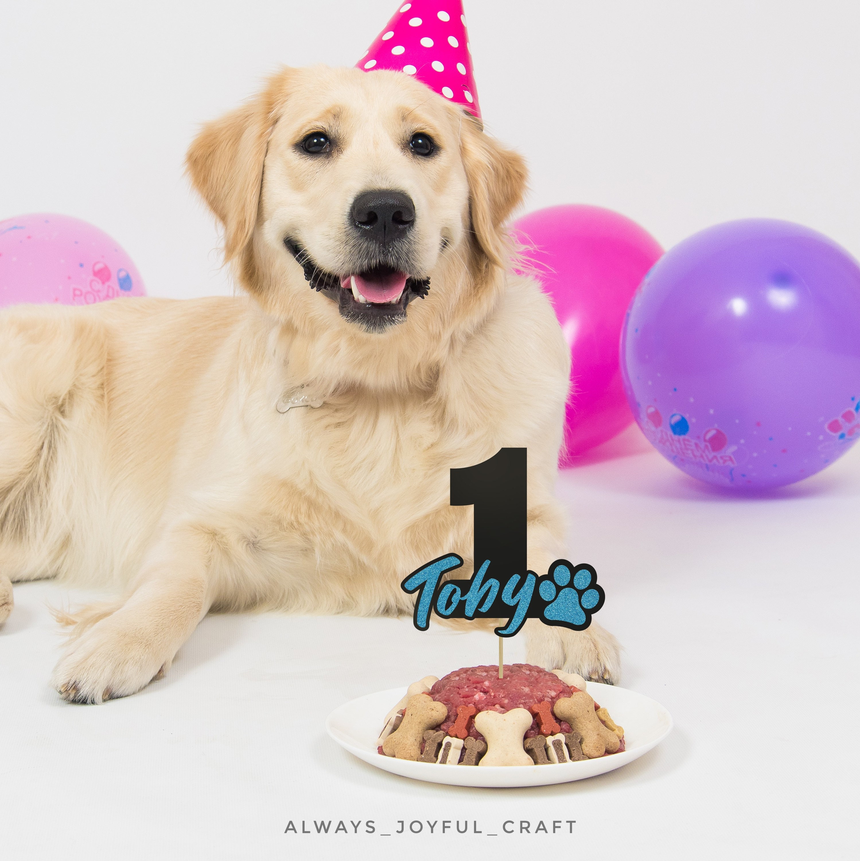 Dog birthday topper/ Dog cake topper/ birthday topper/ name | Etsy