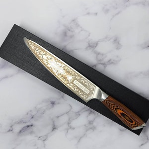 Ornate Custom Etched Chefs Knife / Personalized Knife / Kitchen Knife ...