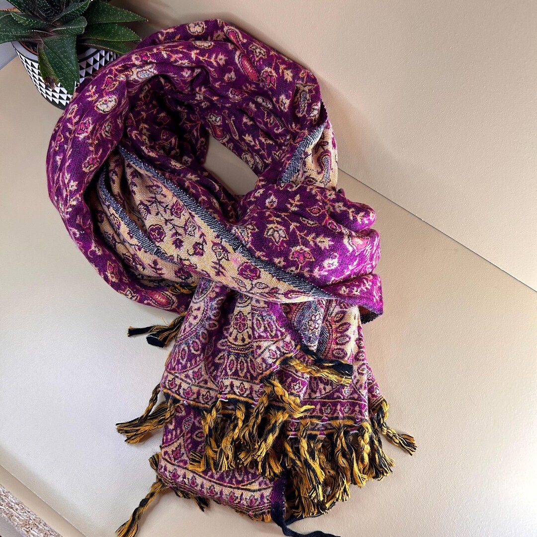 Yak Wool Shawl Made Blend Fine/ TIBET Yak Wool Scarf / Floral Pattern ...