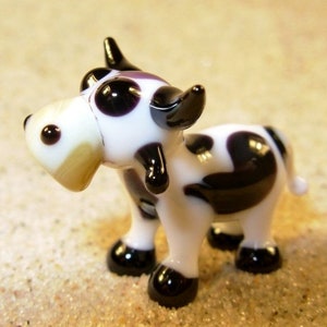 Cow - Mottled/beige/light Purple - Glass Animal / Figurine, Size Approx ...