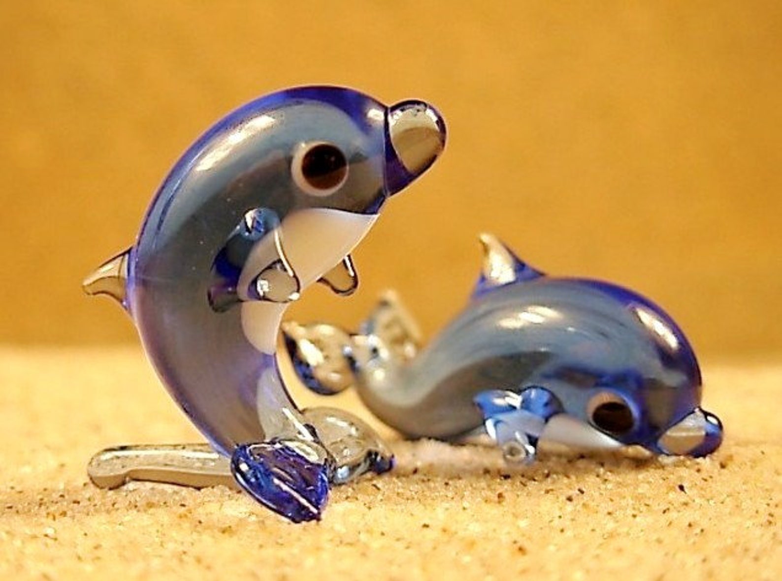 Dolphin Standing sapphire Glass Animal Size Approx. | Etsy