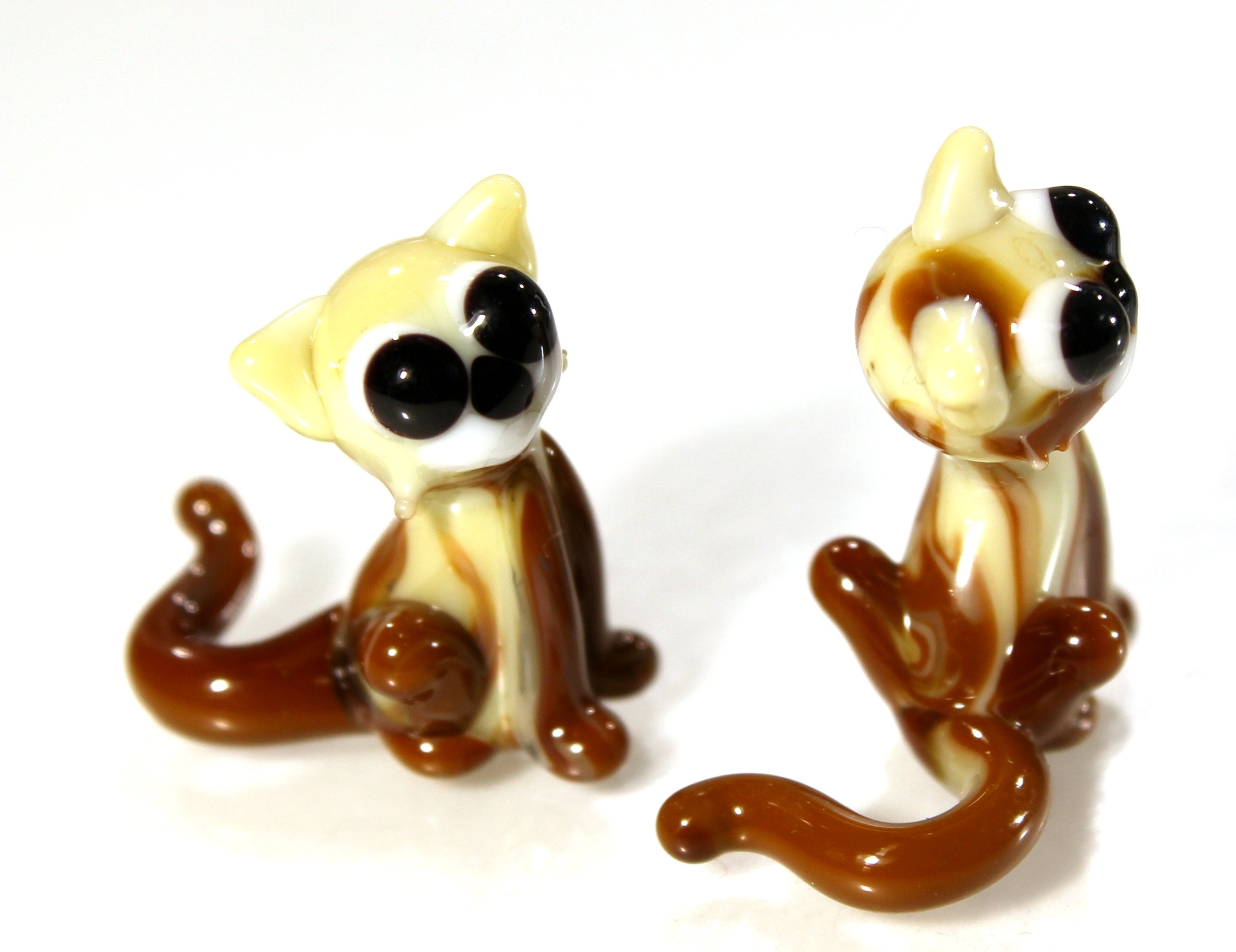 Sitting cat glass animal / figurine size approx. 19x17x8 | Etsy