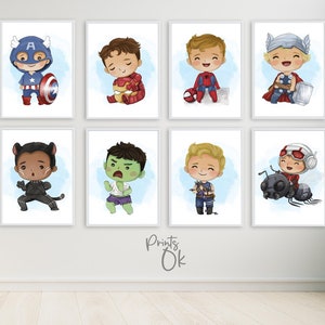 Set 8 Baby Superhero Pictures Nursery, Toddler Superhero Wall Art ...