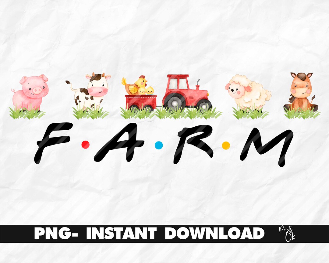 Farm Friends PNG Animals Watercolor Printables Baby Farm - Etsy