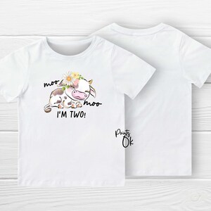 Moo Moo I'm Two PNG, Girl Farm Prints, 2nd Birthday Shirt, Cow Birthday ...