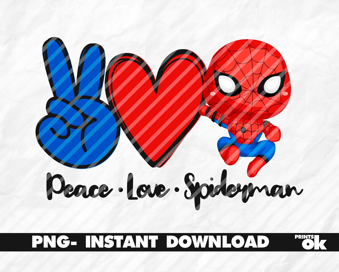 Peace Love Spiderman PNG Peace Love Sublimation Spiderman - Etsy