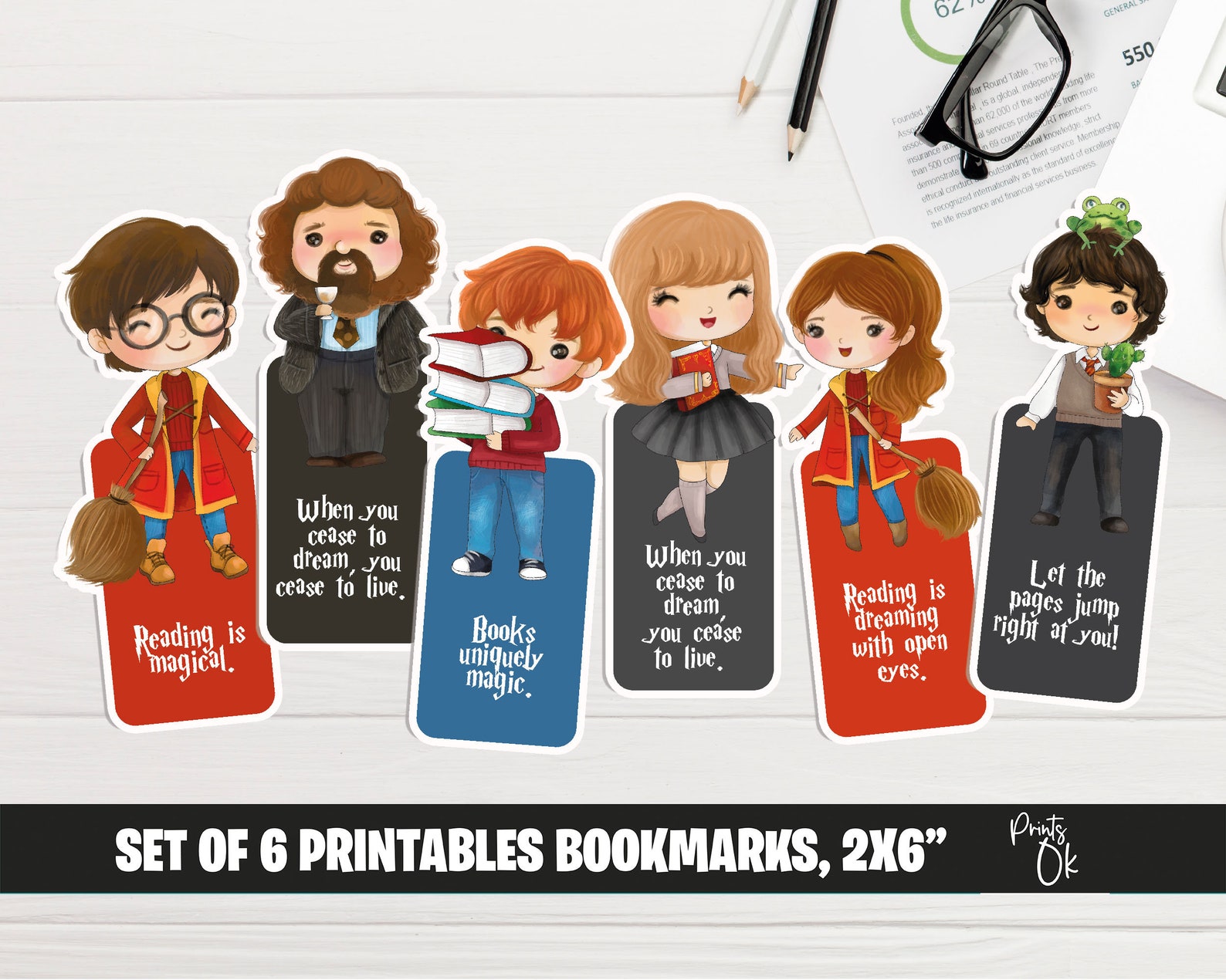 Set of 6 Wizarding World Printables Bookmarks Magic School | Etsy