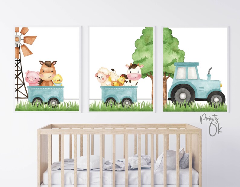 Farm Nursery Prints Set of 3 Wall Art Animal Kids Poster - Etsy