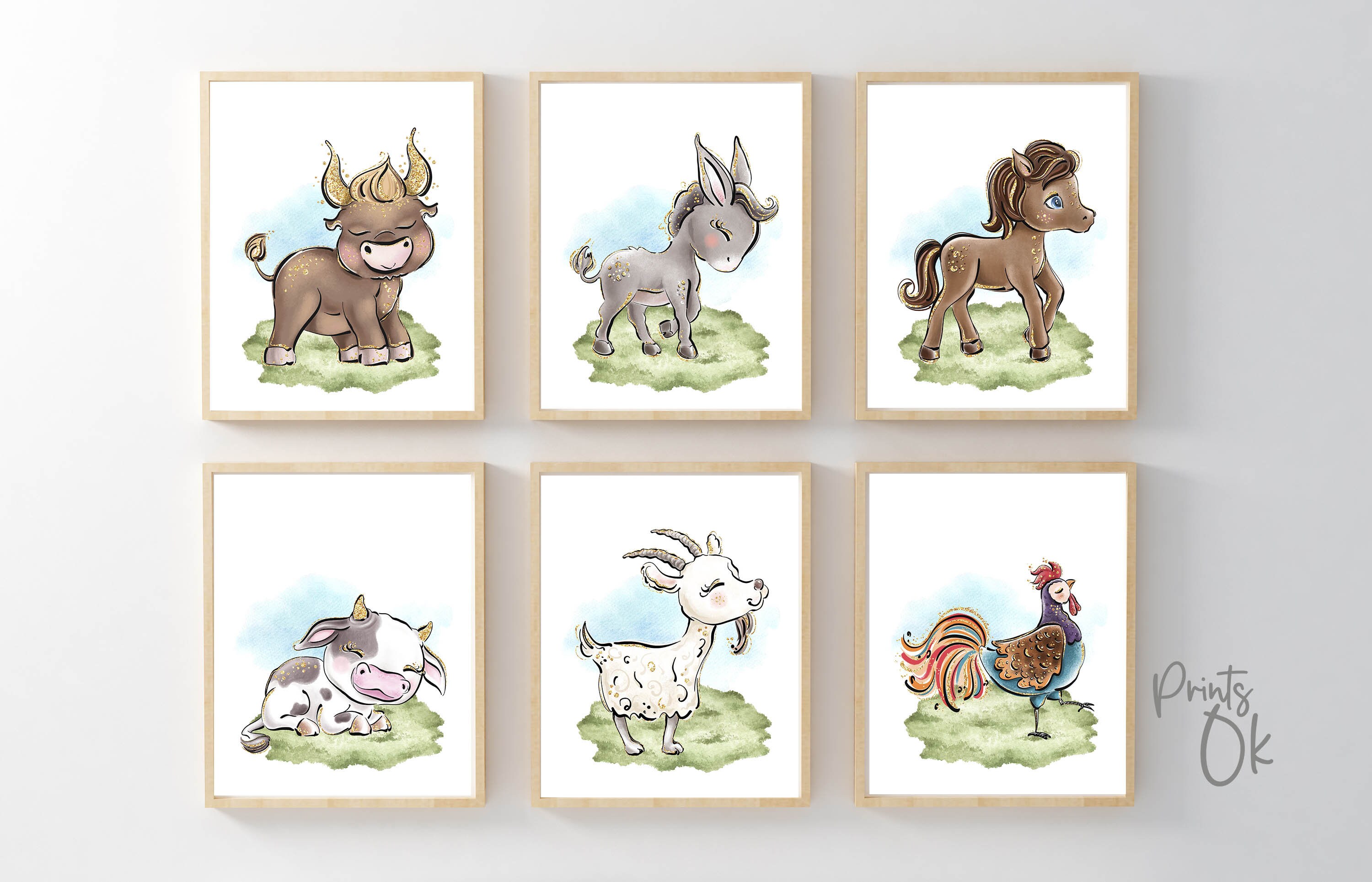 Set 6 Farm Nursery Decor Poster Farm Printable Animal Baby - Etsy