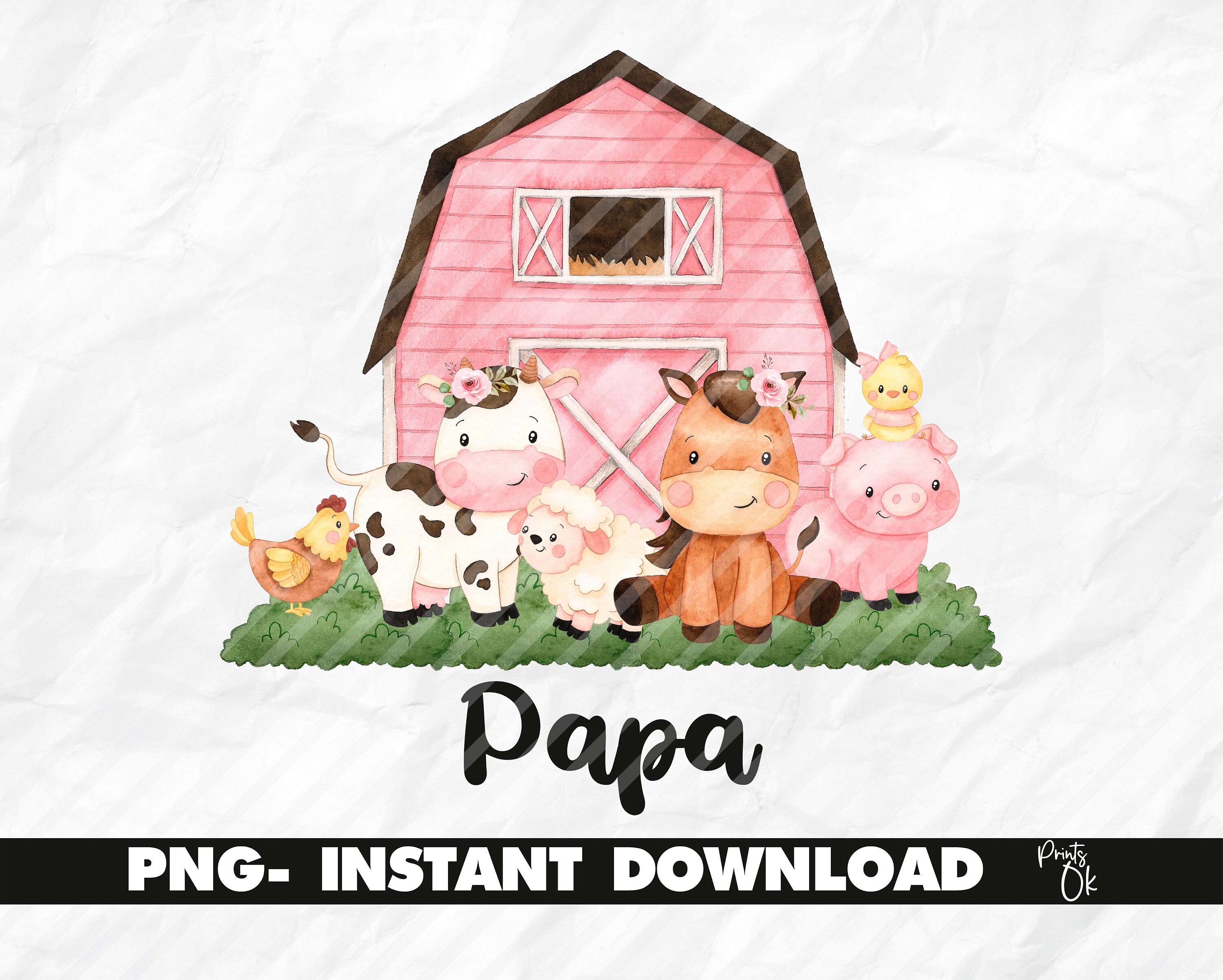 Pink Farm Animals PNG for Sublimation Papa Farm Design - Etsy Canada