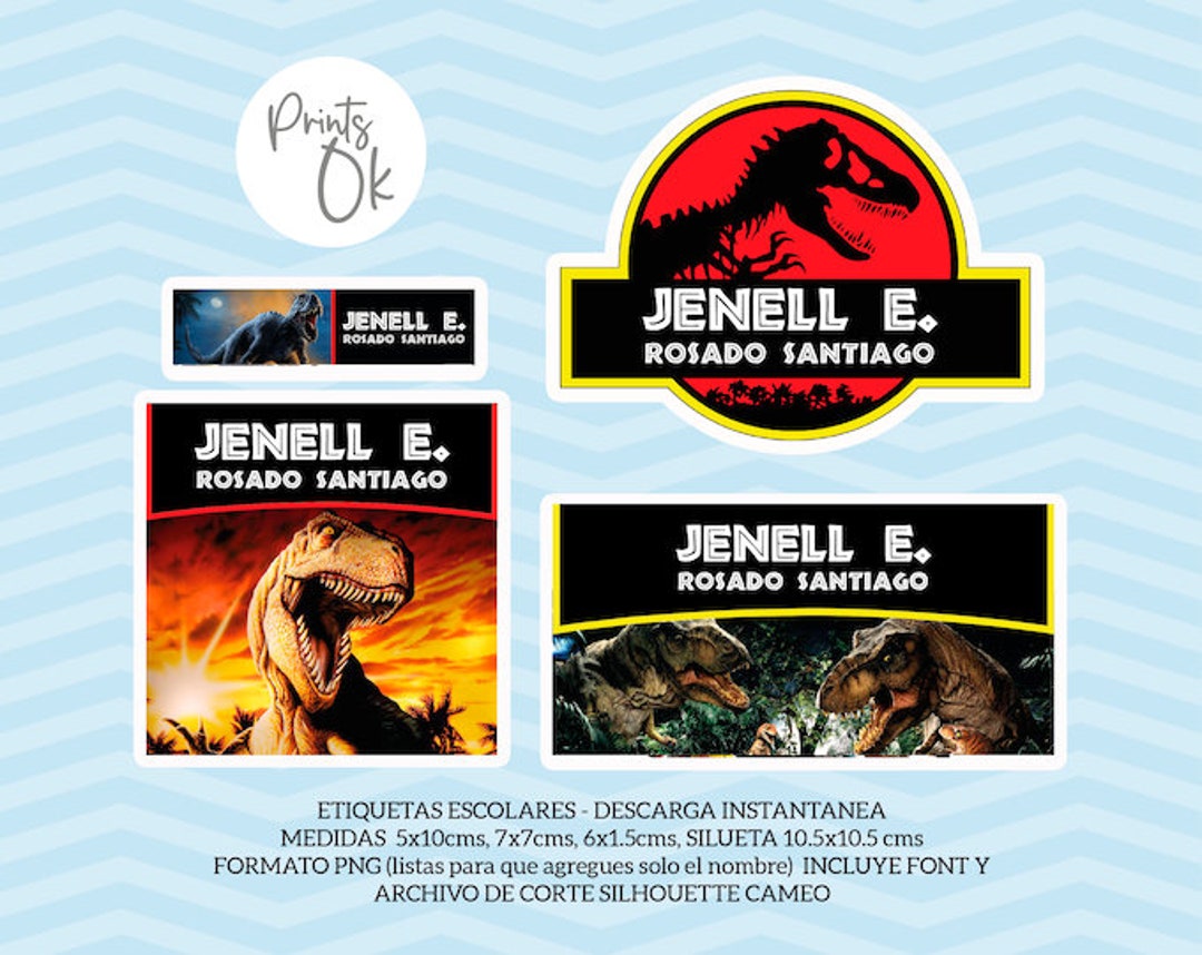 Escuela de etiquetas de dinosaurios, nombre de edición de la escuela de ...