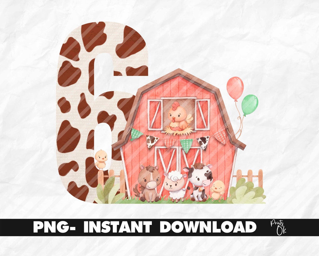 6th Birthday Farm PNG, Farm Birthday Printable, Farm Birthday ...