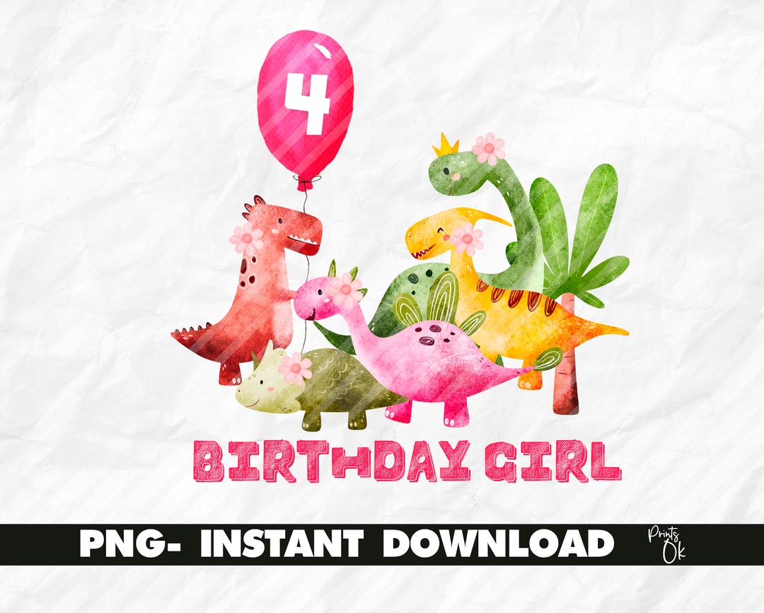 Dinosaur Birthday 4 PNG, 4th Birthday Kids, Birthday Four Sublimation ...