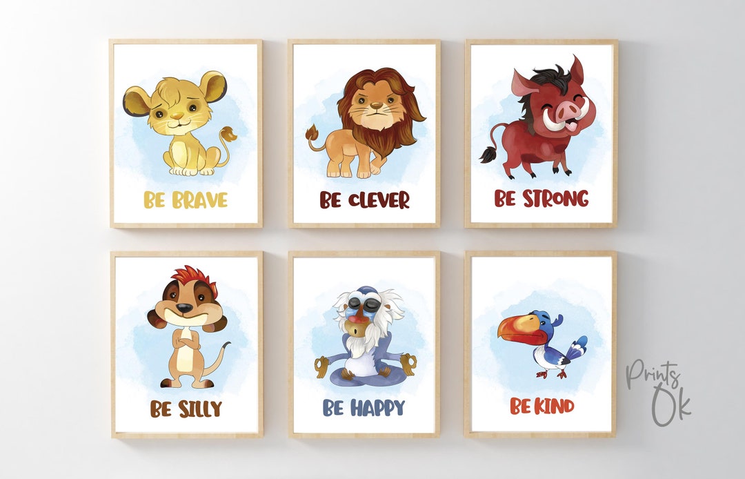 Set 6 the Lion Be Brave Nursery Wall Art, King Be Strong Kids Room ...