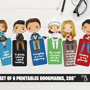 Set of 6 Friends Bookmarks Printables Book Lover Gift | Etsy