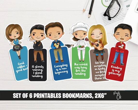Set of 6 Friends Bookmarks Printables Book Lover Gift | Etsy