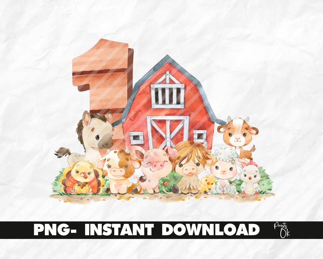 1st Farm PNG Printable, Farmer First Birthday PNG, Design Farm ...