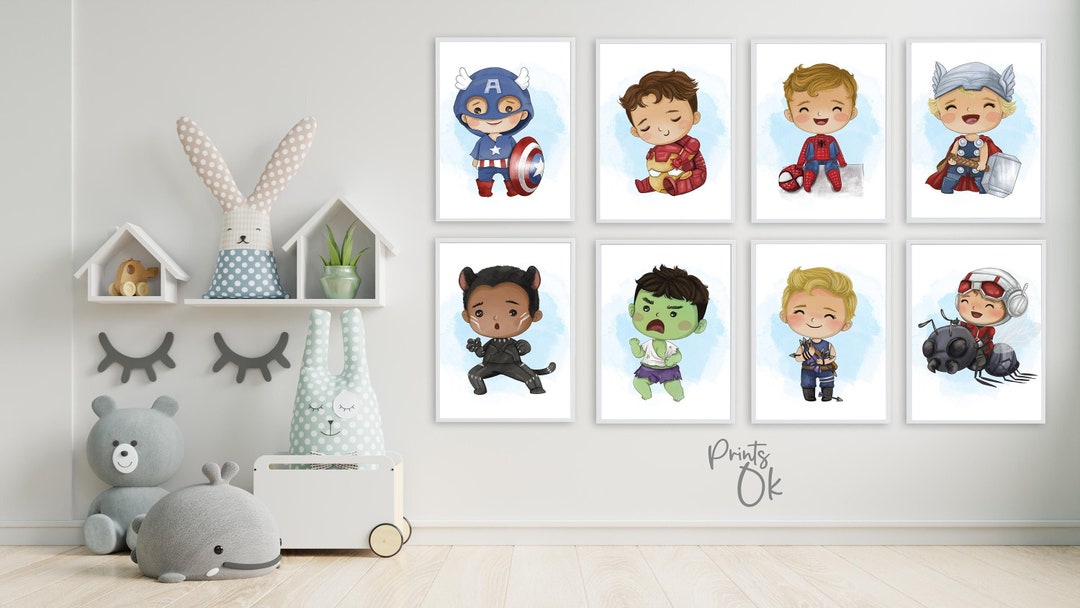 Set 8 Baby Superhero Pictures Nursery, Toddler Superhero Wall Art ...