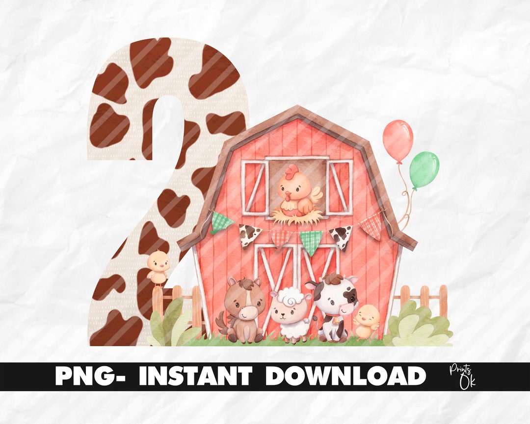 Farm Birthday PNG, Two Birthday Theme, Farm Birthday Decorations, Farm ...