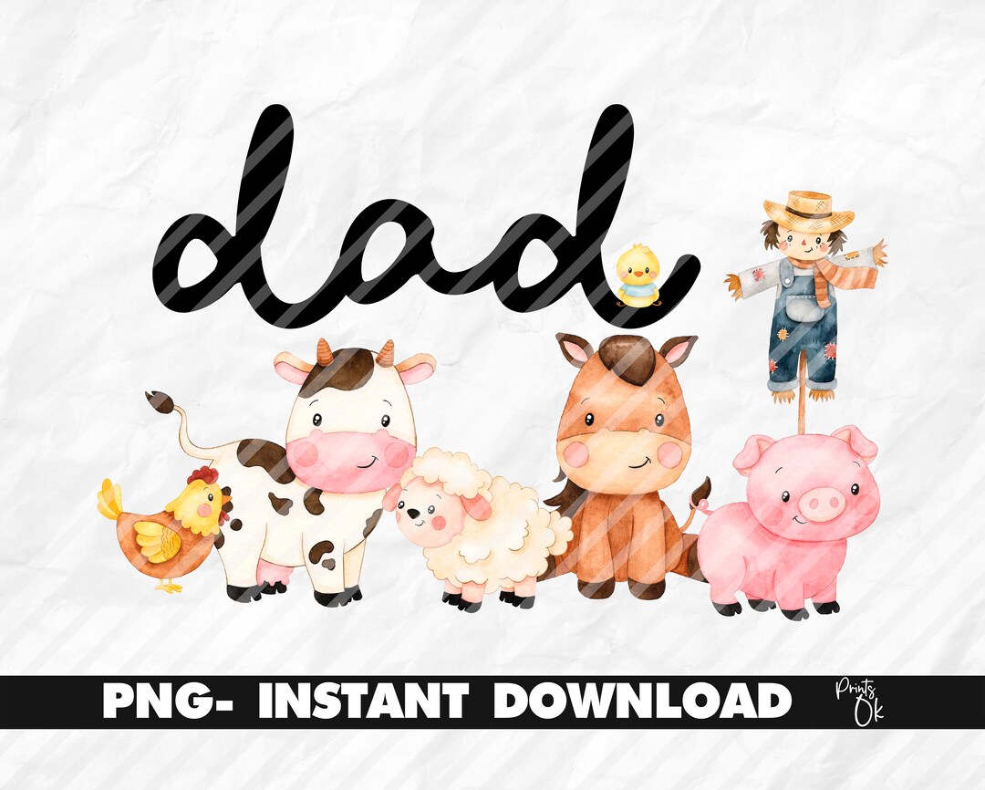 Dad Farm Birthday Shirt PNG, Dad Farm Printable, Cute Farm PNG, Dad ...
