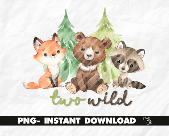 Two Wild Woodland PNG Woodland Animals Printables Two Wild - Etsy