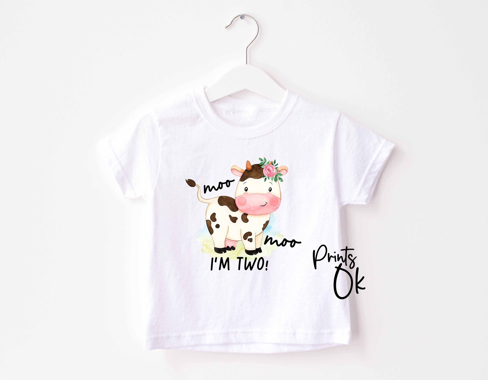 Moo Moo I'm Two PNG Girl Farm Prints 2nd Birthday Shirt - Etsy