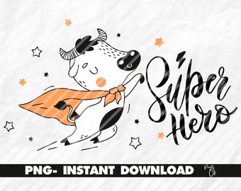 Bull Superhero PNG File for Sublimations Kids Superhero | Etsy