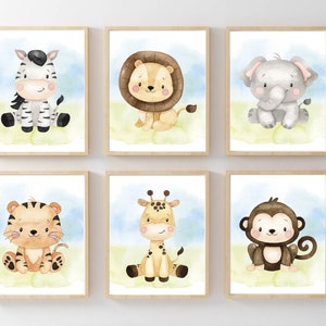 Safari Nursery Decor Neutral, Set of 6 Printables, Jungle Theme Baby ...