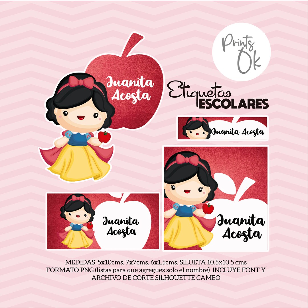 Label School Snow White Printables, Stickers Notebooks Printables ...