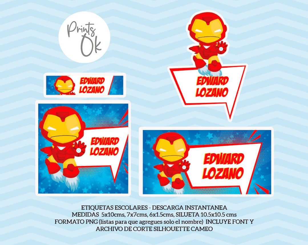 Superhero School Labels, Label Iron Man Printables, Personalised Label ...
