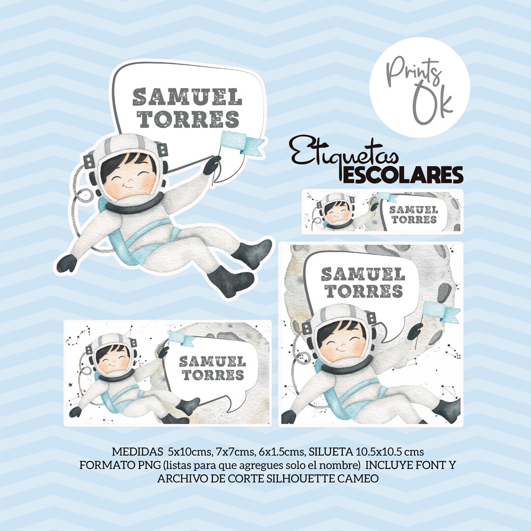 Astronaut Edit Printable Label School, Label School Edit Name, Cutting ...