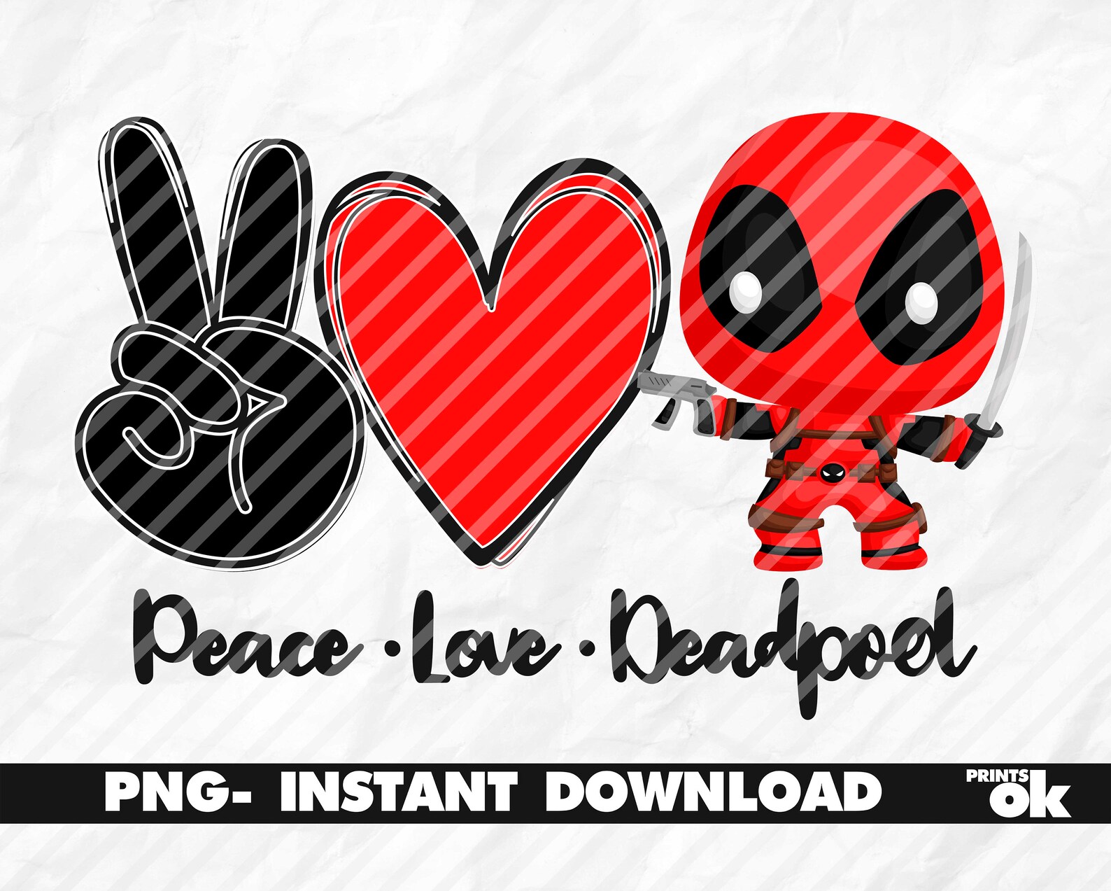 Peace Love Deadpool PNG, Peace Love Sublimation Deadpool, Peace ...