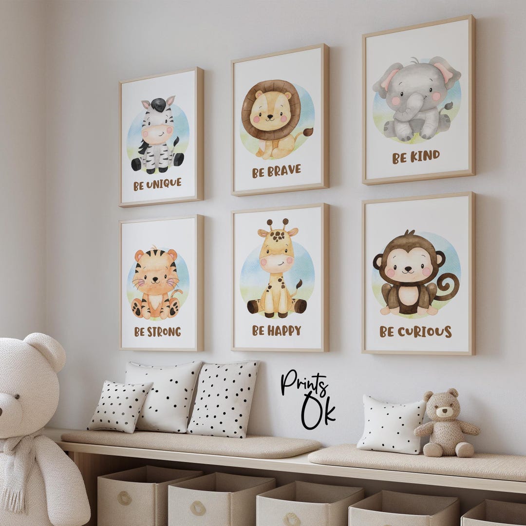 Safari Nursery Wall Art, Set of 6 Printables, Jungle Theme Baby ...