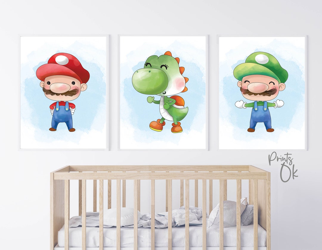 Mario Wall Art Prints, Set of 3 Prints, Mario Nursery, Baby Room Decor ...