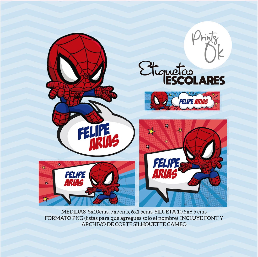 Superhero Label School Name, Spiderman Label School Editable, Edit Name ...