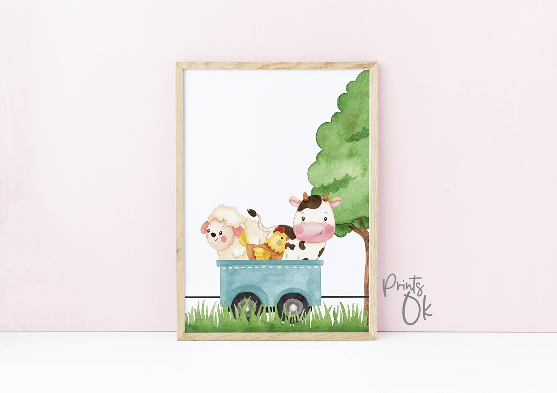 Farm Nursery Prints Set of 3 Wall Art Animal Kids Poster - Etsy