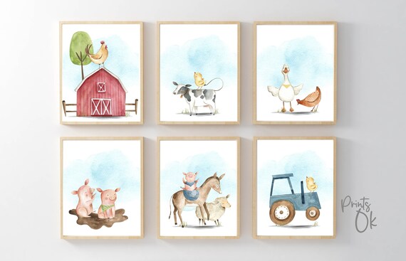 Animal Farm Poster Set of 6 Farm Printables Nursery Cute - Etsy