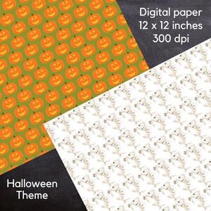 Halloween Theme Digital Paper, Trick or Treat Scrapbook Papers ...
