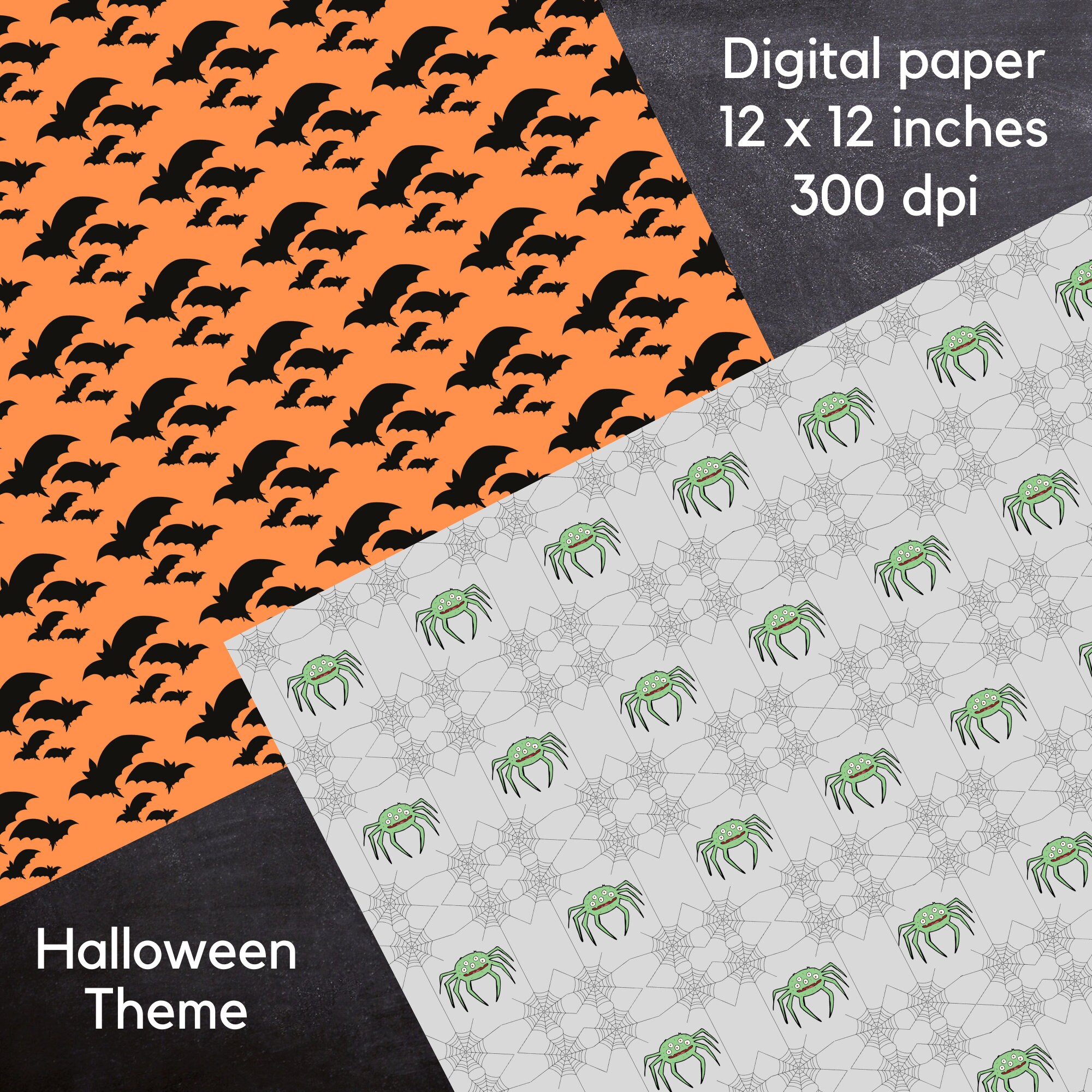 Halloween Theme Digital Paper, Trick or Treat Scrapbook Papers ...