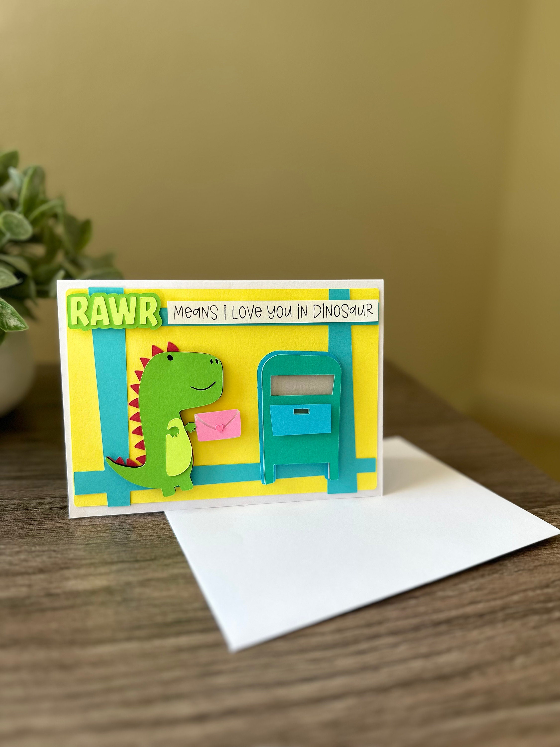 Dinosaur Card for Kids Dino Card for Boy Dinosaur Birthday Card Long ...