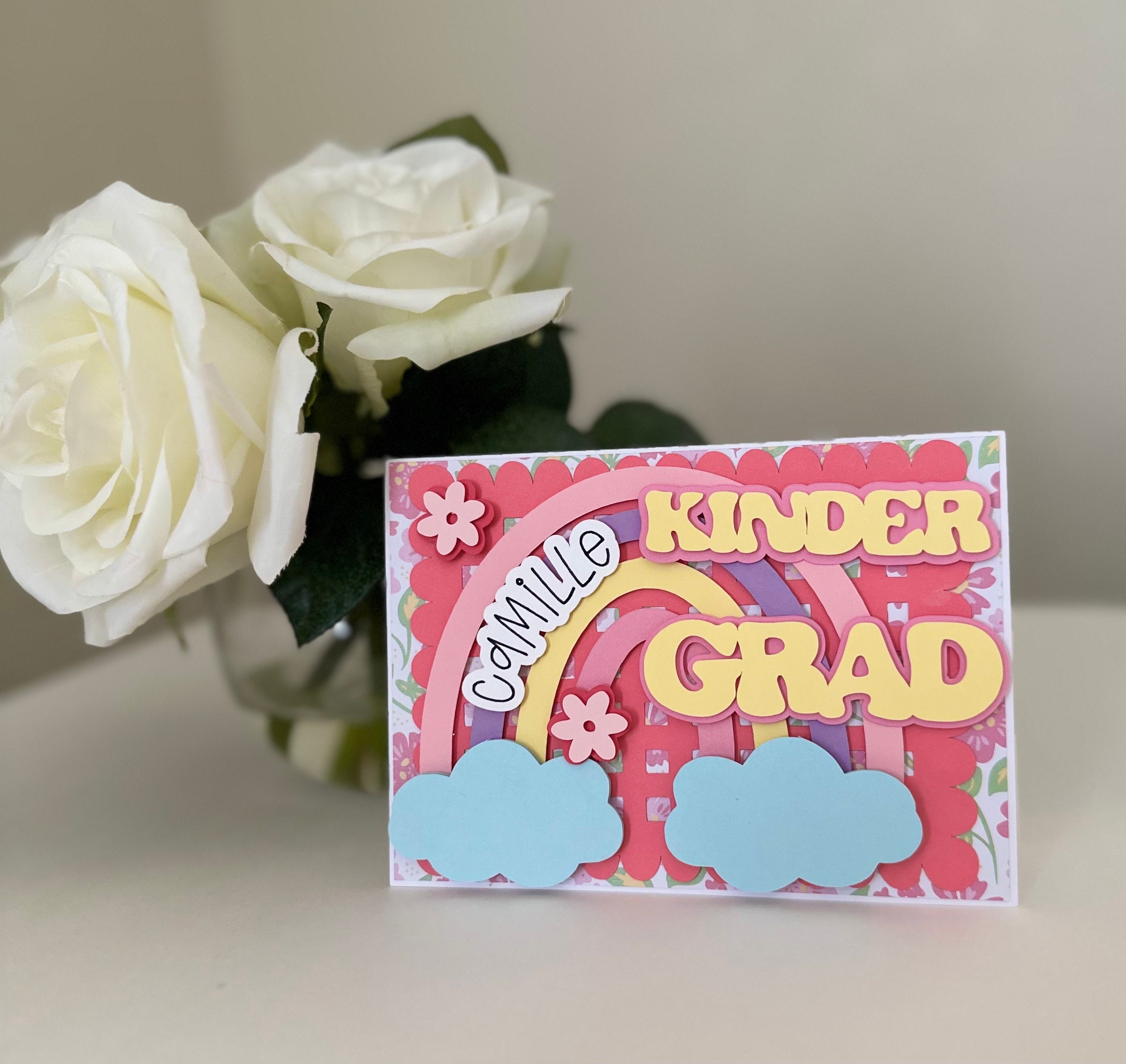 Personalized Kindergarten Graduation Card: Rainbow Cardstock Design - Etsy