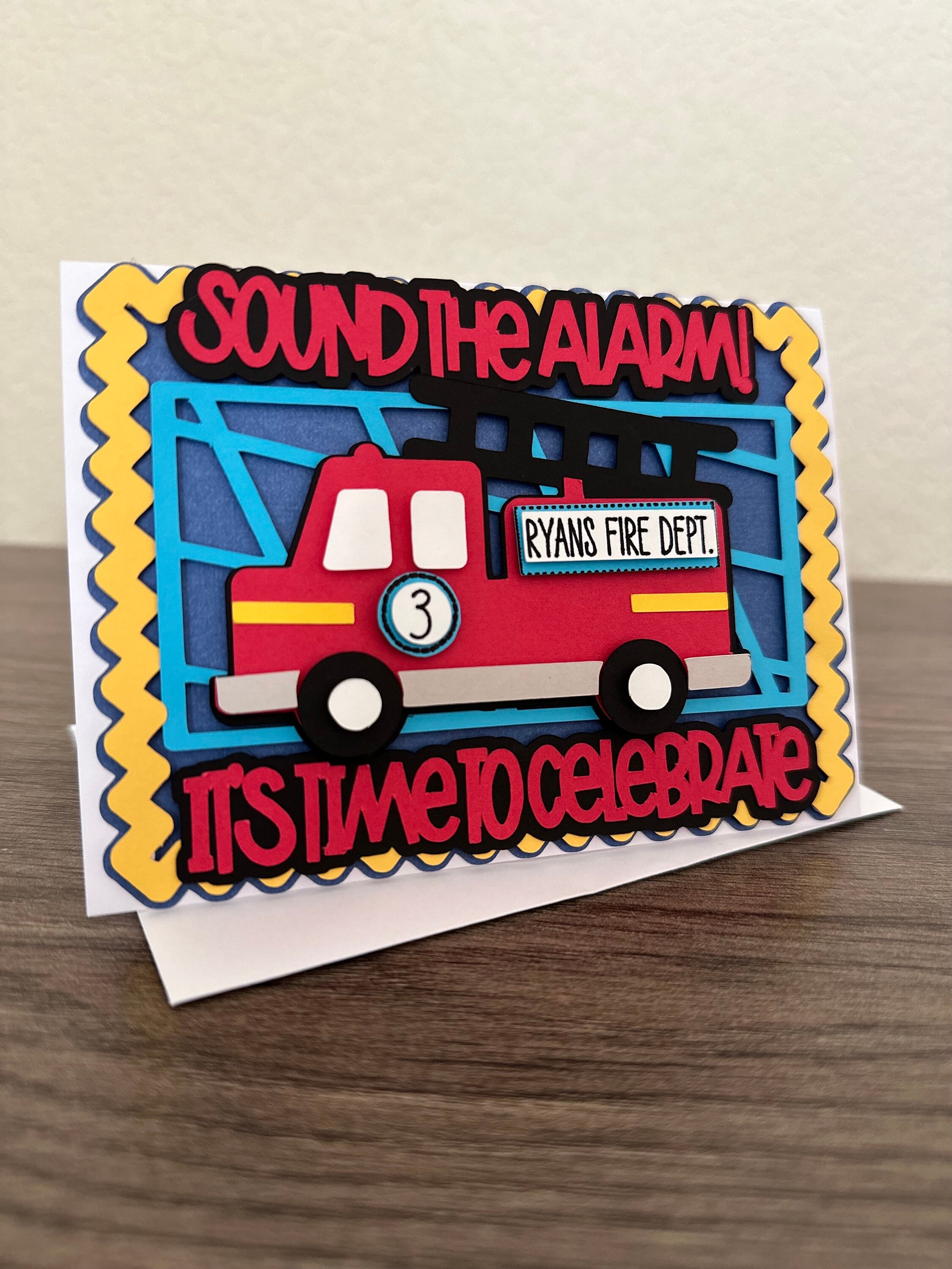 Personalized Firetruck Birthday Card: Custom Name & Age - Etsy