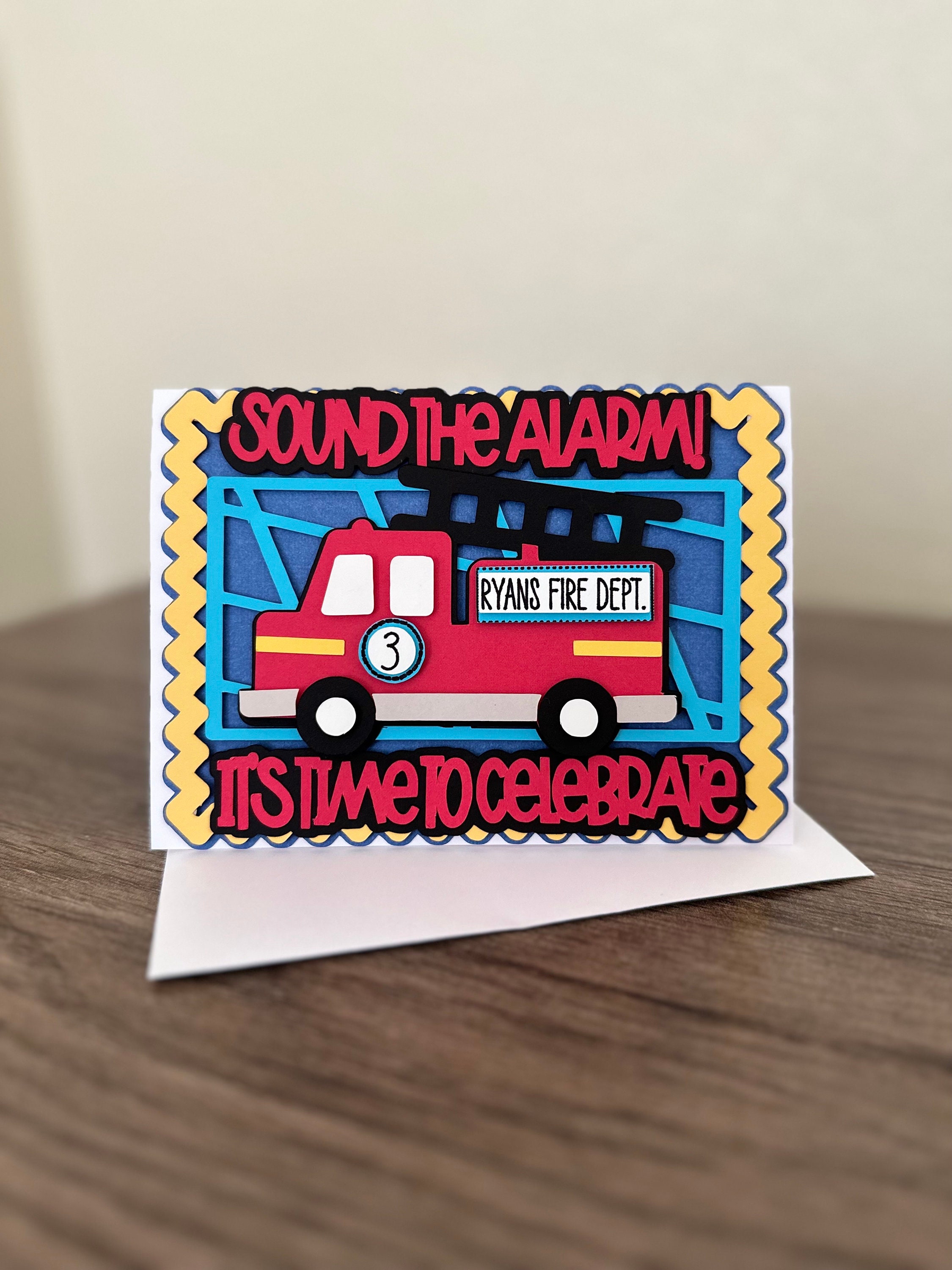 Personalized Firetruck Boy Birthday Card Firetruck Card for Boy ...